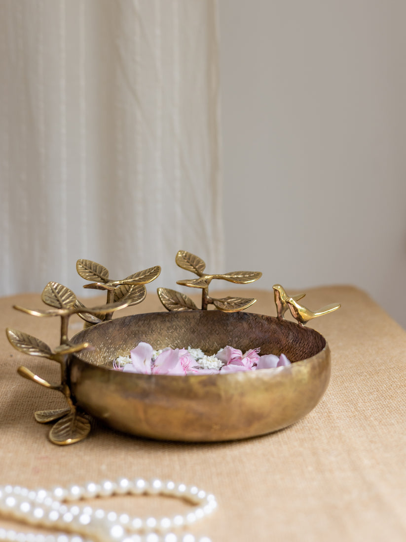 Handmade in brass with turquoise bunches along the sides ,withÊ birdsÊ makingÊ conversations ...