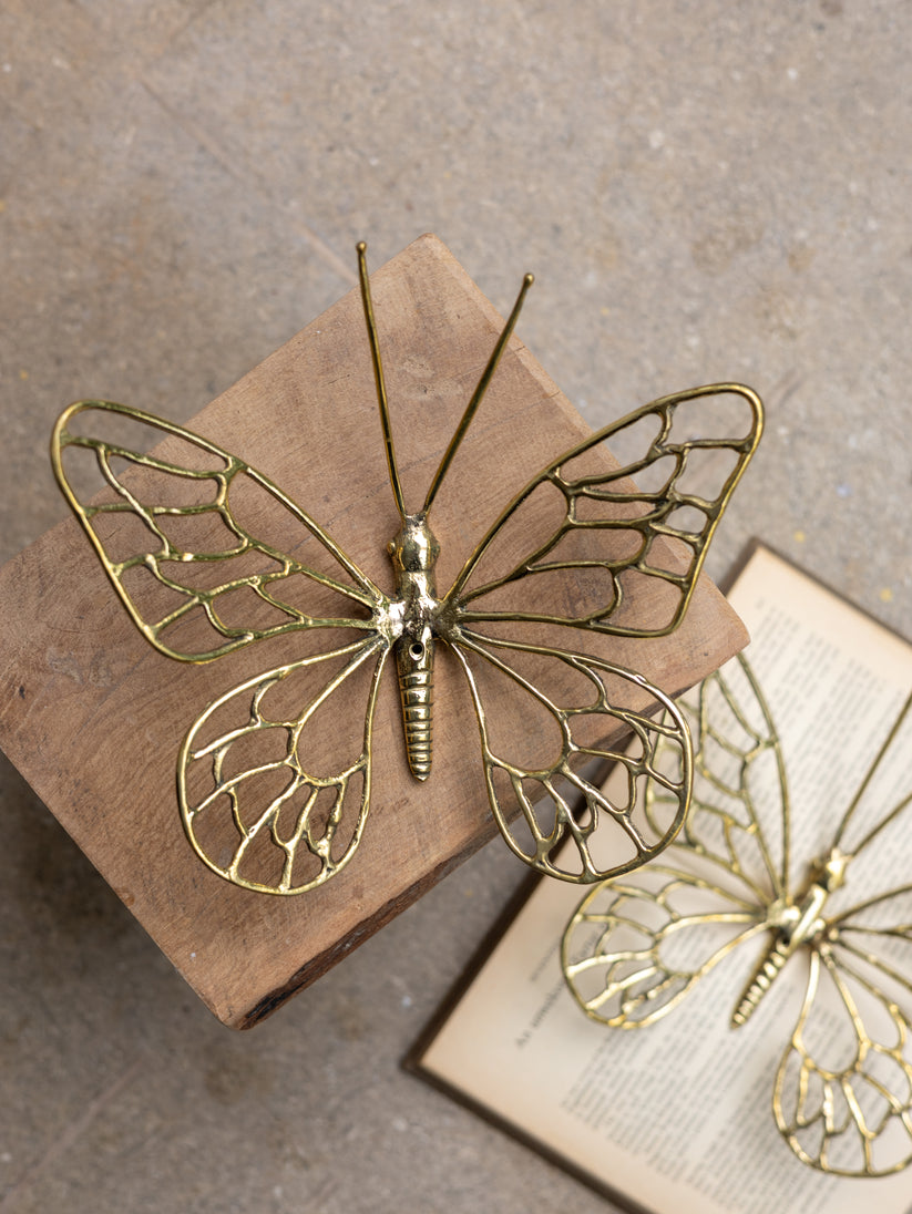 Handsculpted perforated butterfly made in pure brass finish . – The Design Forge